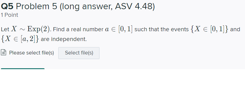 Solved Q5 Problem 5 (long answer, ASV 4.48) 1 Point Let X | Chegg.com