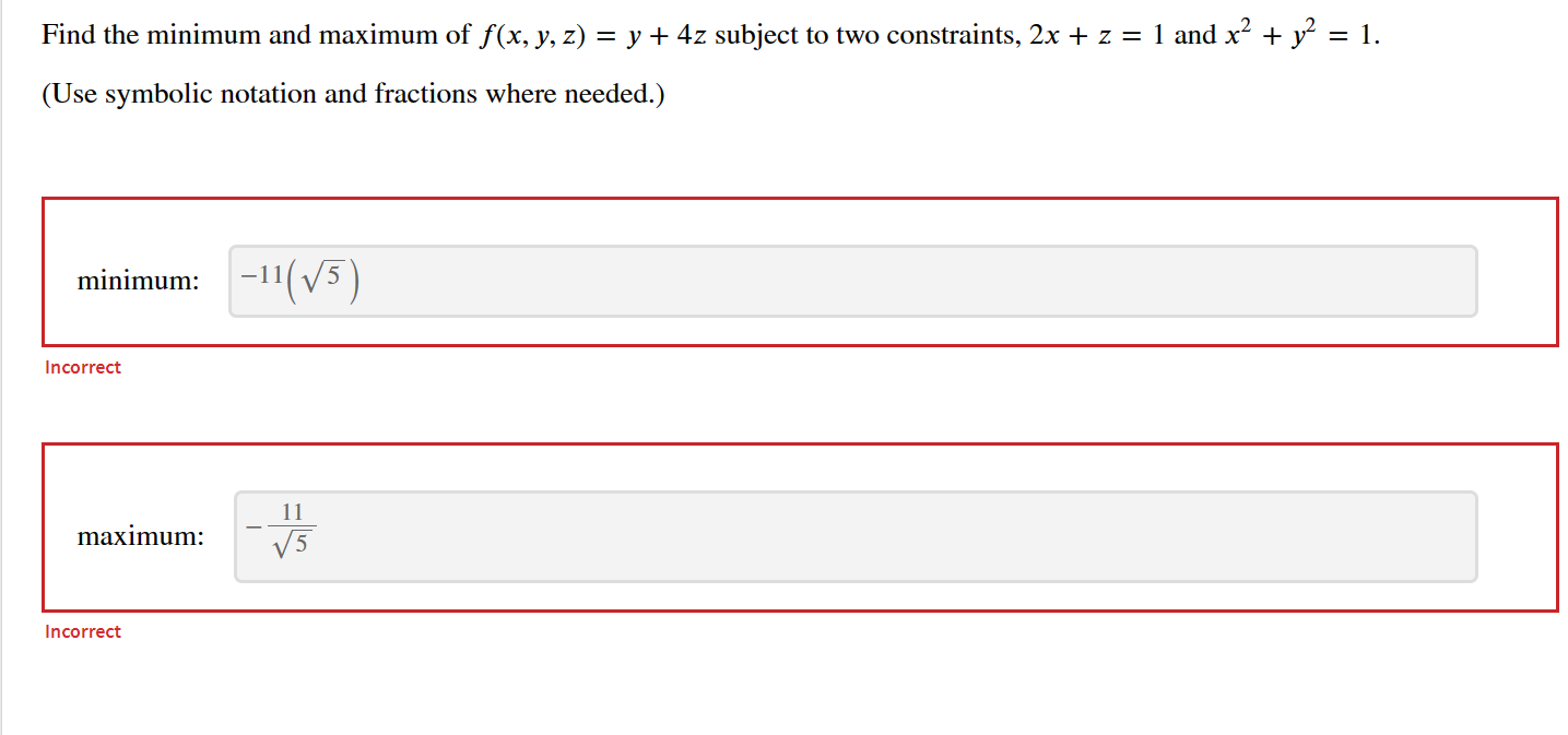 Solved Find the minimum and maximum of f(x,y,z)=y+4z subject | Chegg.com