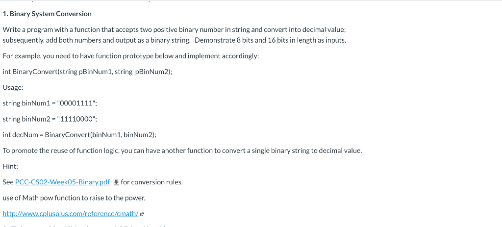 Solved 1 Binary System Conversion Write A Program With A 2725