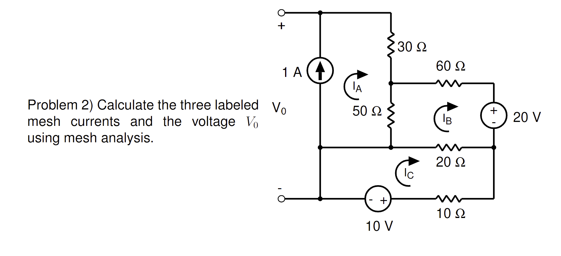 Solved Calculate the three labeled mesh currents and the | Chegg.com