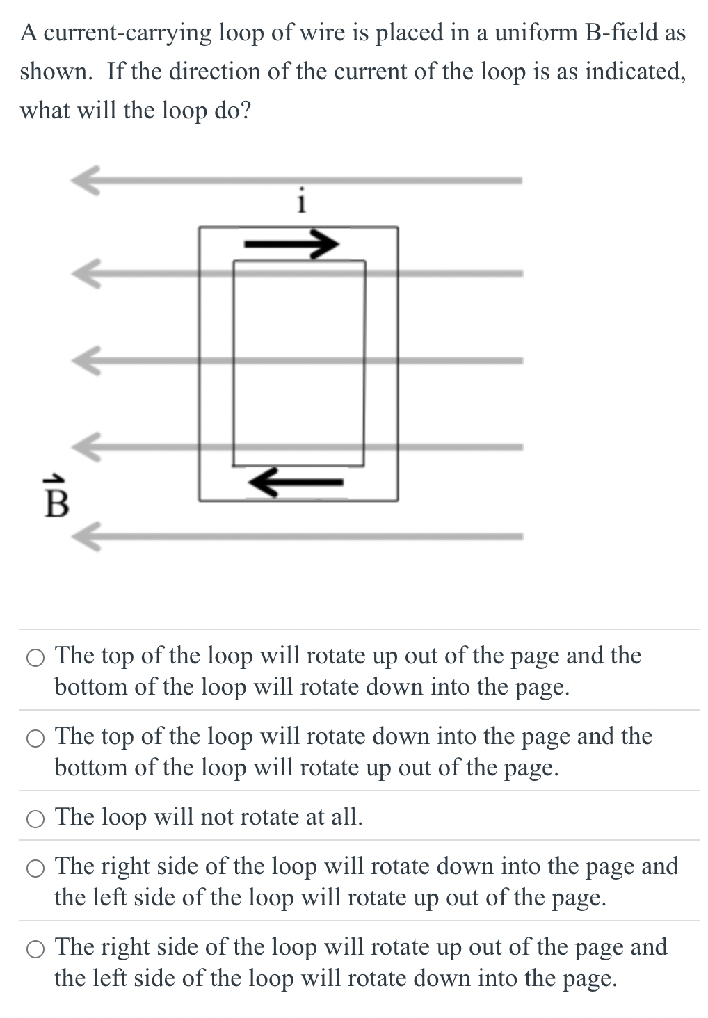 Solved A current-carrying loop of wire is placed in a | Chegg.com