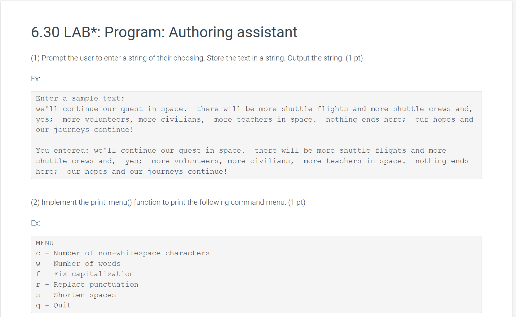 Solved Enter a sample text: we'll continue our quest in | Chegg.com