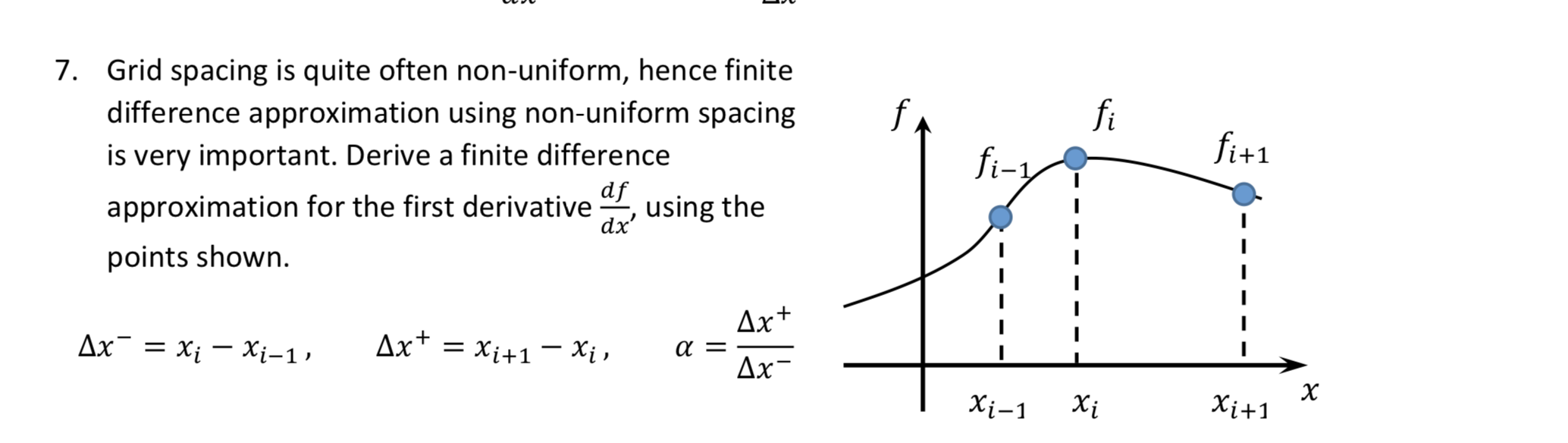 Solved f fi 7. Grid spacing is quite often non-uniform, | Chegg.com