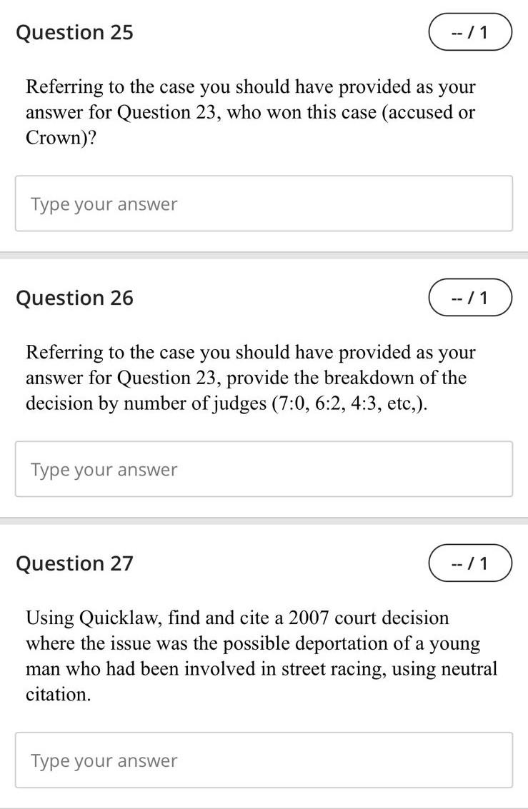 Using Quicklaw, find a Supreme Court of Canada | Chegg.com
