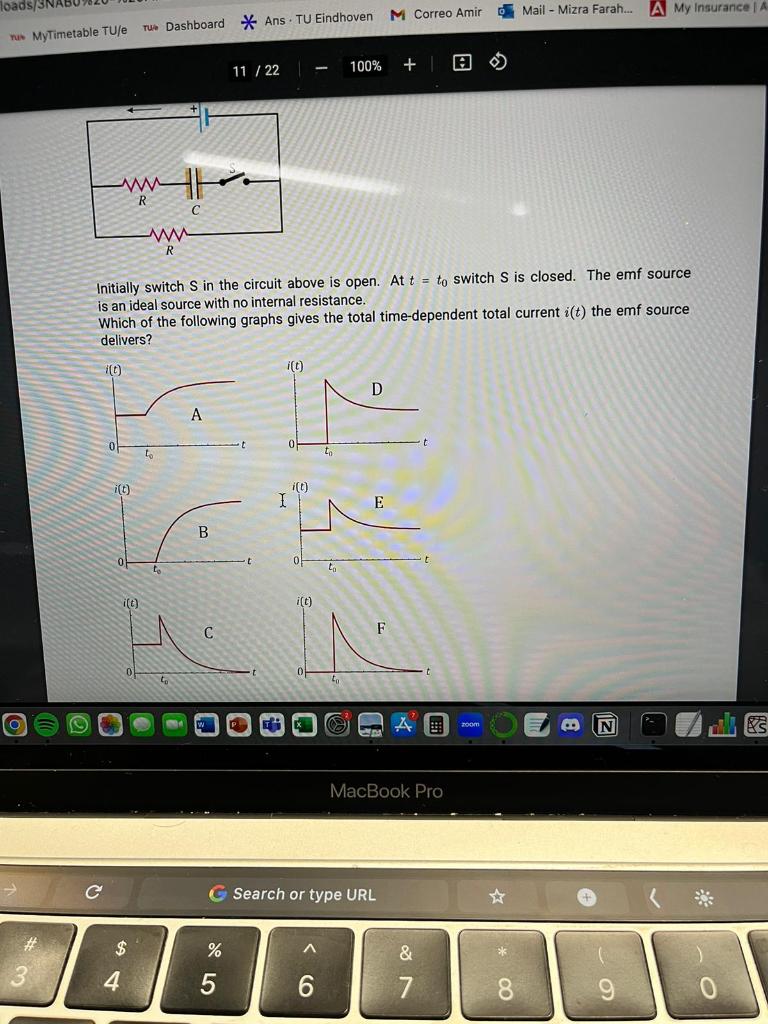 Solved Initially switch S in the circuit above is open. At | Chegg.com
