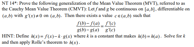 Solved NT 14*: Prove the following generalization of the | Chegg.com