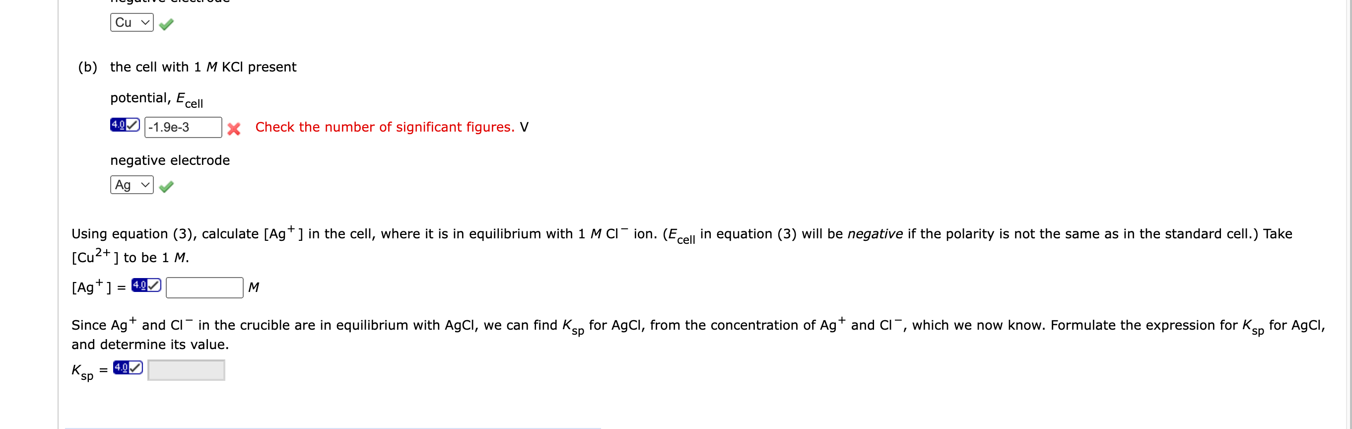Solved 1. complex ion formation potential, E∘cell , before | Chegg.com