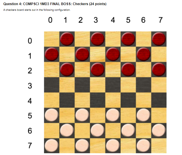 Question 4: COMP SCI 1MD3 FINAL BOSS: Checkers (24 | Chegg.com