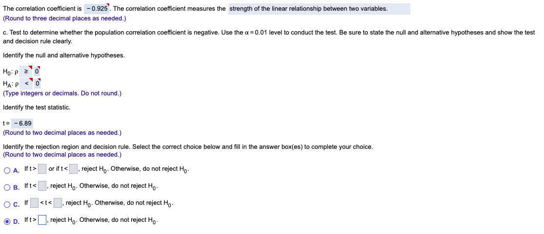 Solved The correlation coefficient is The correlation | Chegg.com