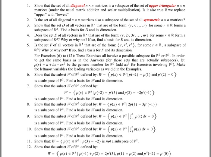 Solved Show that the set of all diagonal nxn matrices is a | Chegg.com