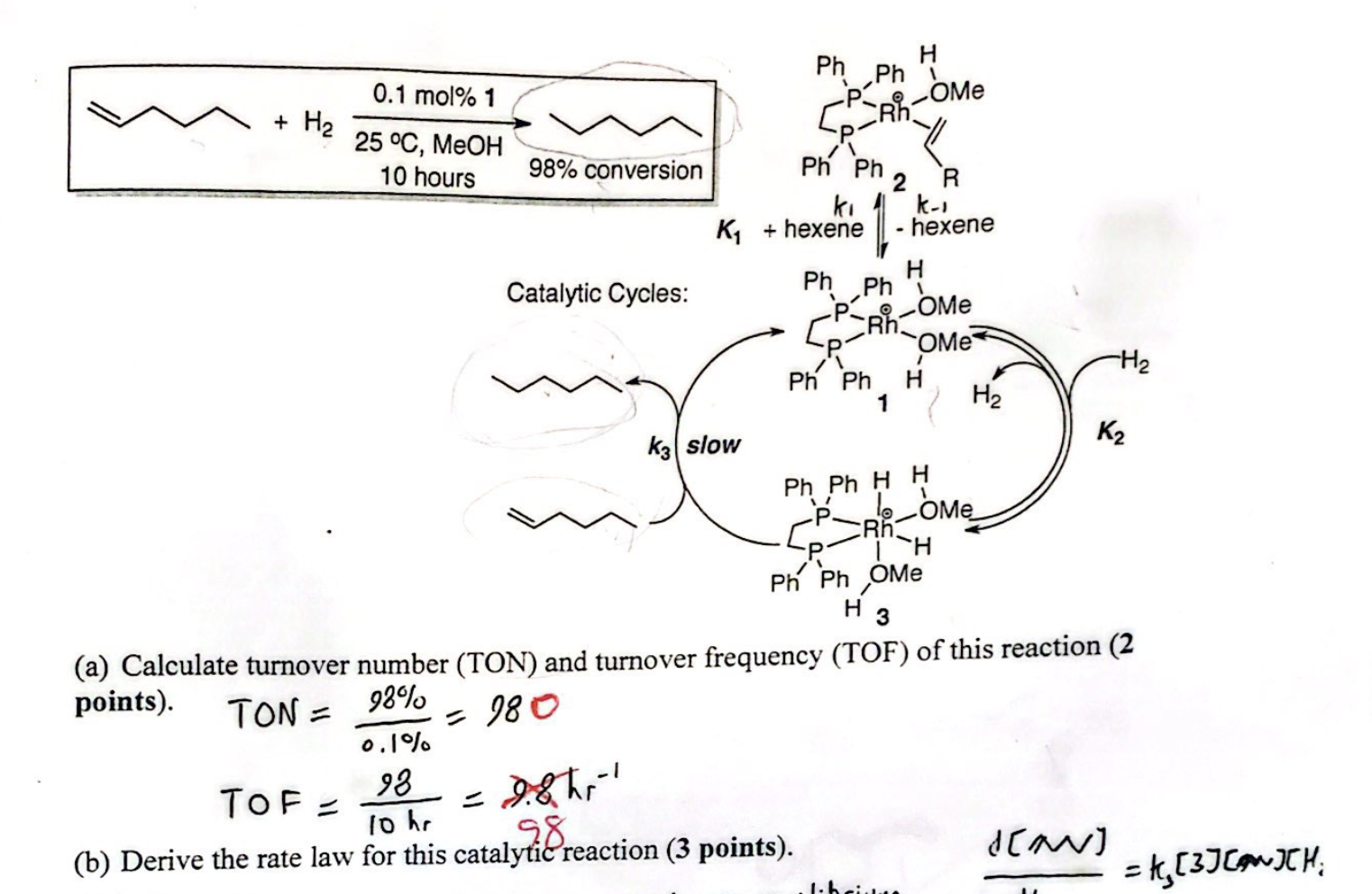 Solved 5. Rhodium complex 1 has been shown to catalyze the | Chegg.com