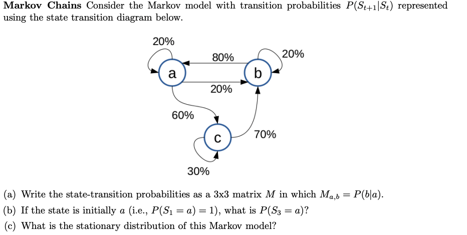 Solved Markov Chains Consider the Markov model with | Chegg.com