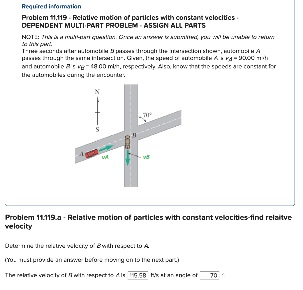Solved Required information Problem 11.119 - Relative motion | Chegg.com