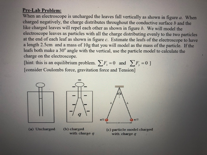 Solved Pre-Lab Problem: When an electroscope is uncharged | Chegg.com