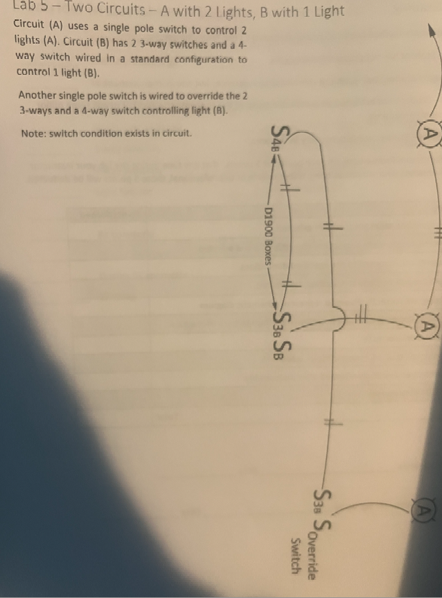 Solved Lab 5 - Two Circuits - A with 2 Lights, B with 1 | Chegg.com