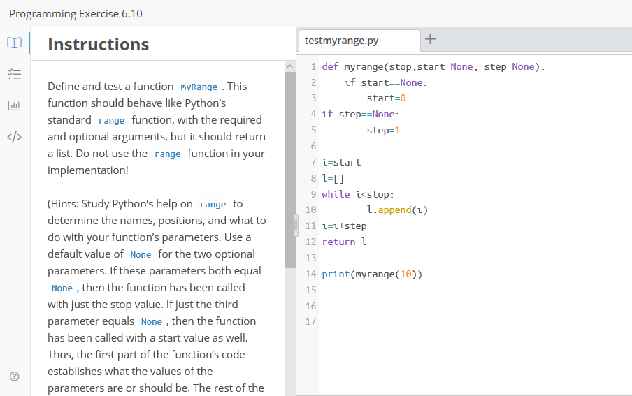Solved Define And Test A Function Myrange This Function 