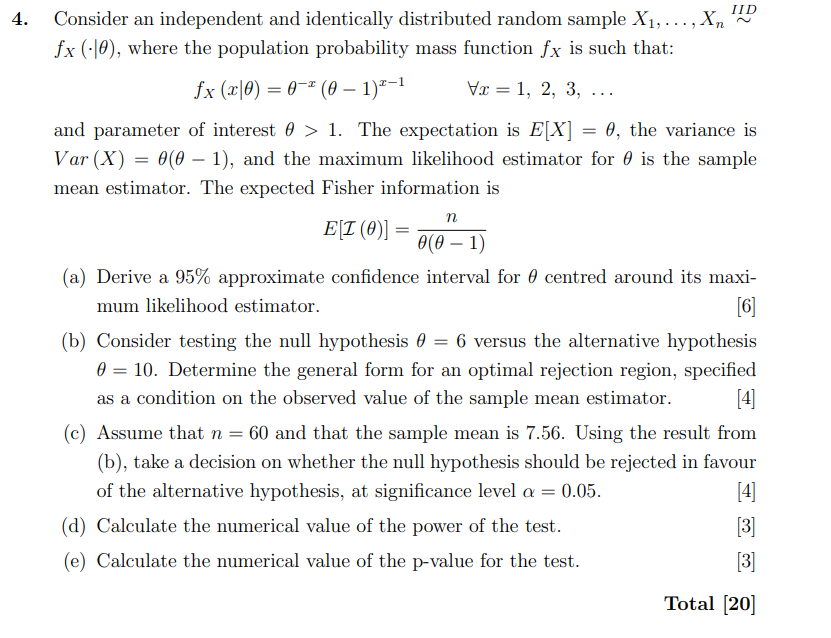 Solved Consider an independent and identically distributed | Chegg.com