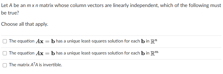 Solved Let A be an mxn matrix whose column vectors are | Chegg.com