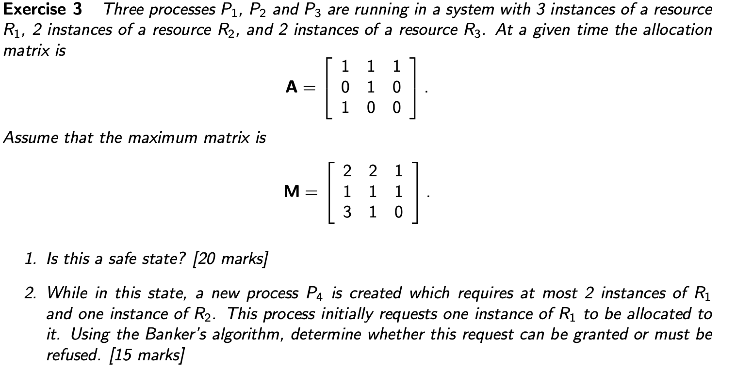 Solved Exercise 3 Three processes P1, P2 and P3 are running | Chegg.com