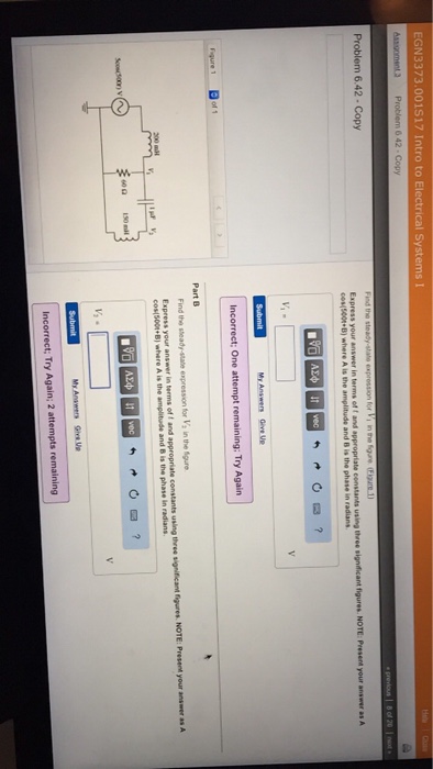 Solved Find the steady state expression for V_1 in the | Chegg.com