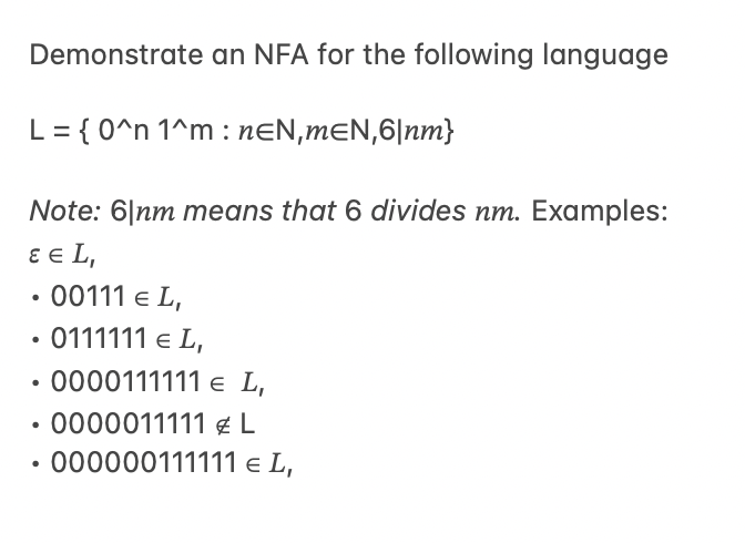 Solved Demonstrate an NFA for the following language | Chegg.com