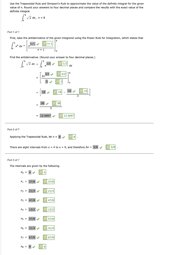 Solved Use the Trapezoidal Rule and Simpson's Rule to | Chegg.com