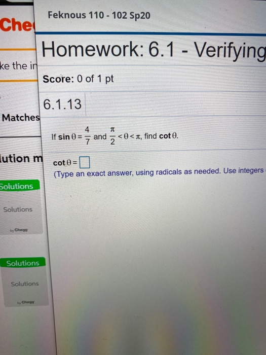 Solved nel Homework: 6.1 - Verifying Identities the in | Chegg.com