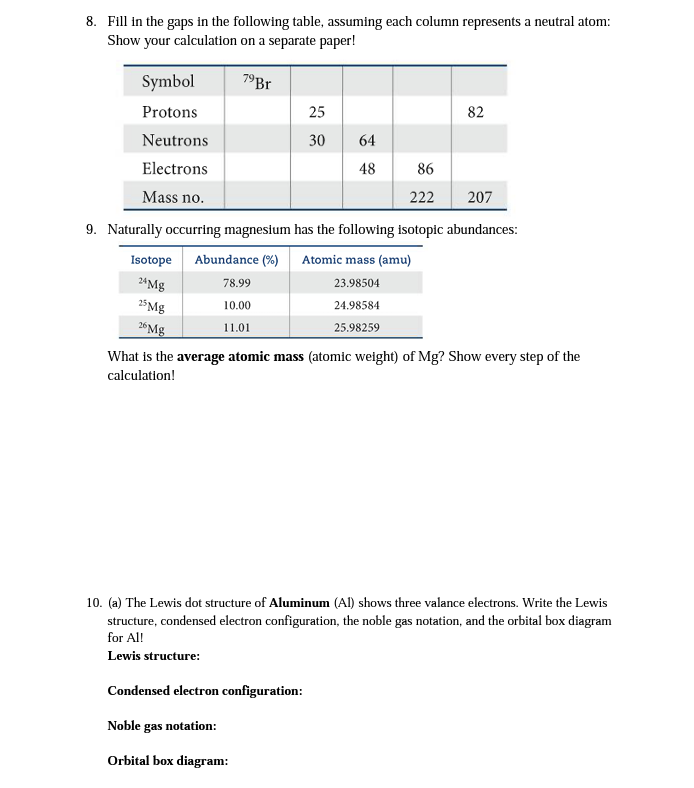 Solved 8. Fill in the gaps in the following table, assuming | Chegg.com