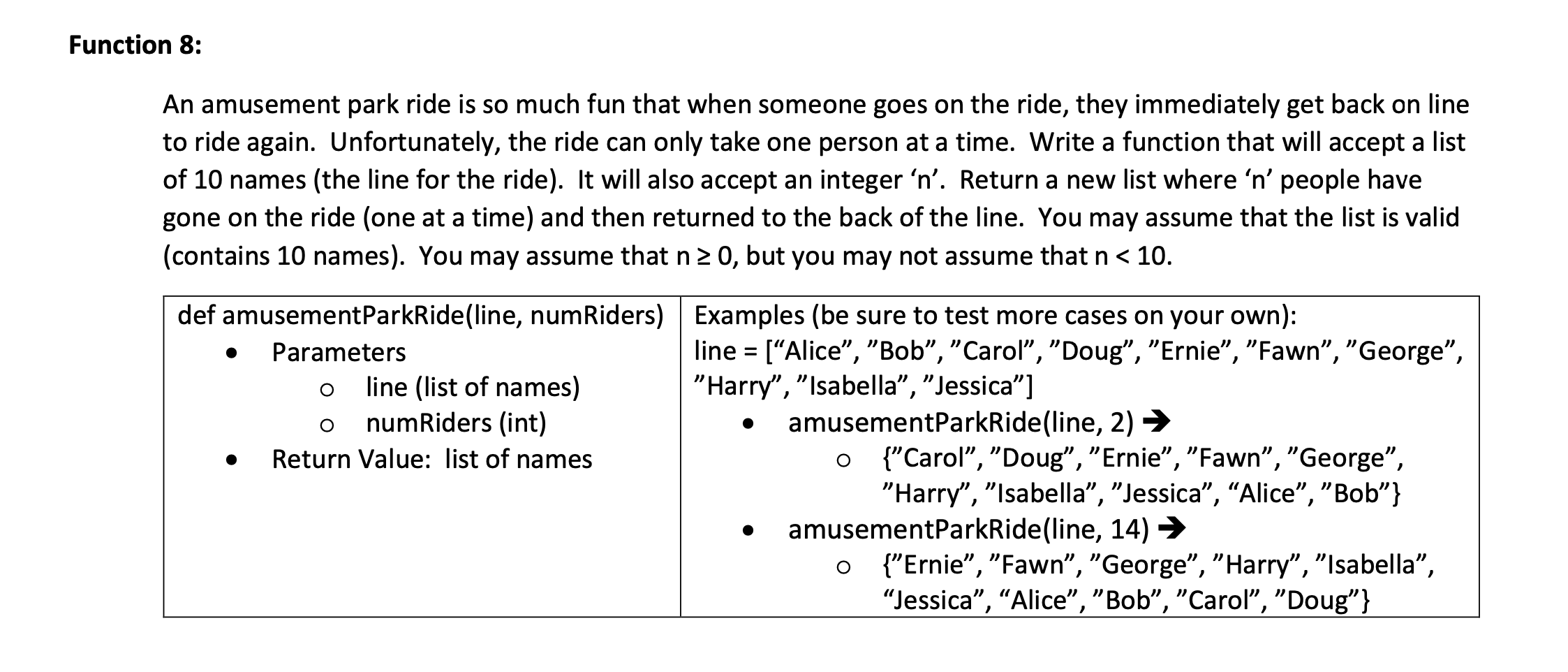 Solved Function 8: An amusement park ride is so much fun | Chegg.com