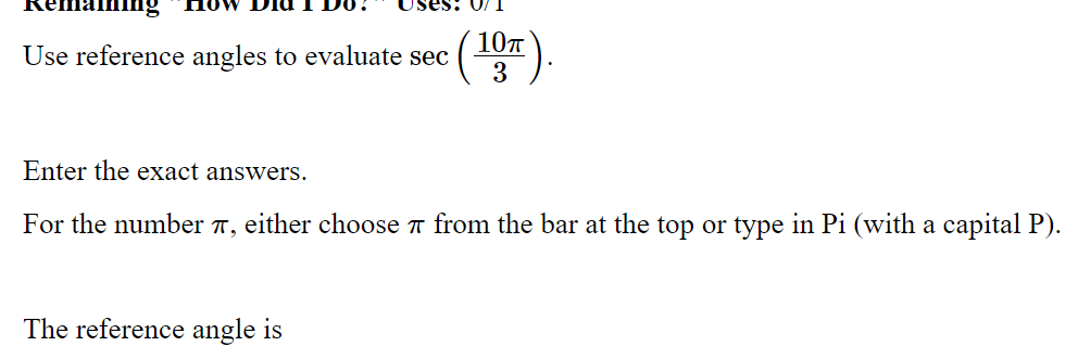 Solved Use reference angles to evaluate sec (197) Enter the | Chegg.com