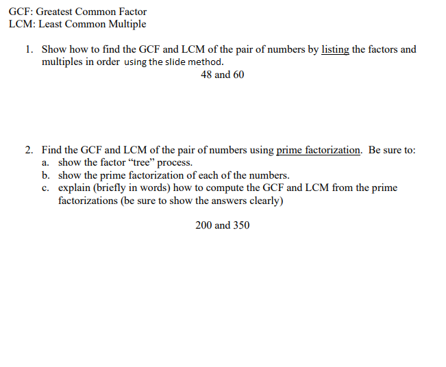 GCF: Greatest Common FactorLCM: Least Common | Chegg.com