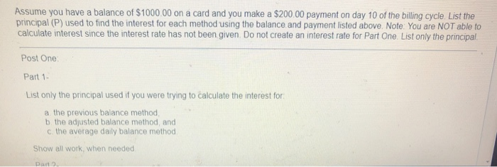 Assume you have a balance of $100000 on a card and | Chegg.com
