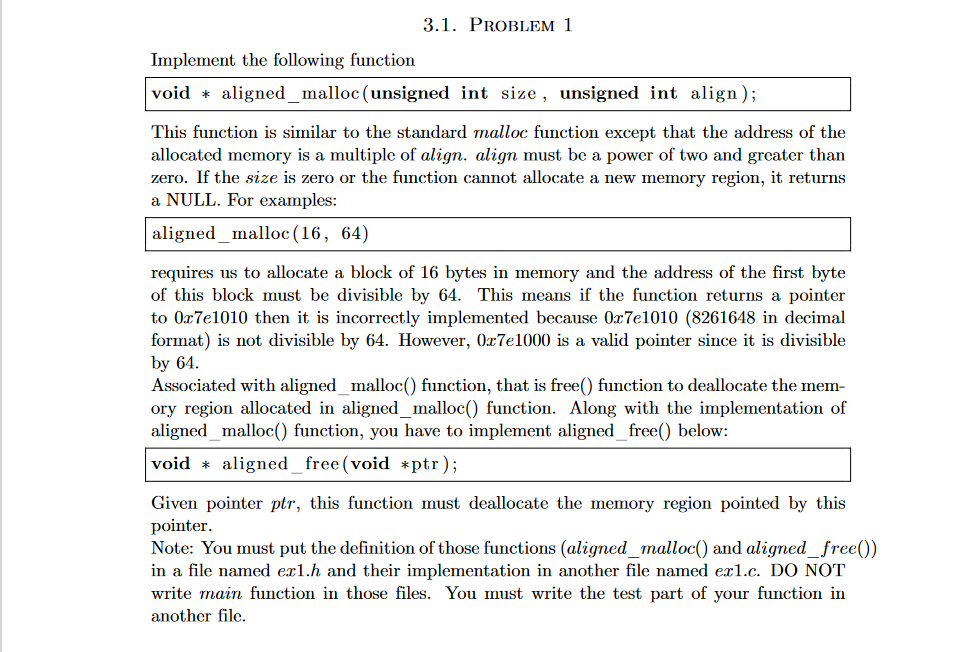 3.1. PROBLEM 1 Implement the following function void | Chegg.com