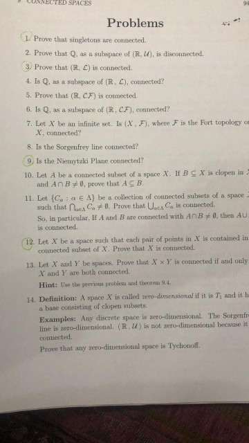 Solved CONNECTED SPACES Problems I Prove that singletons are | Chegg.com