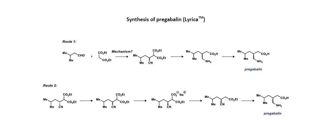 Solved Synthesis of pregabalin (Lyrica) Route 1: CO Et Me Me | Chegg.com