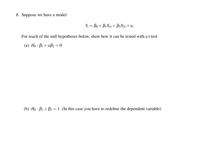 For reach of the null hypotheses below, show how it | Chegg.com