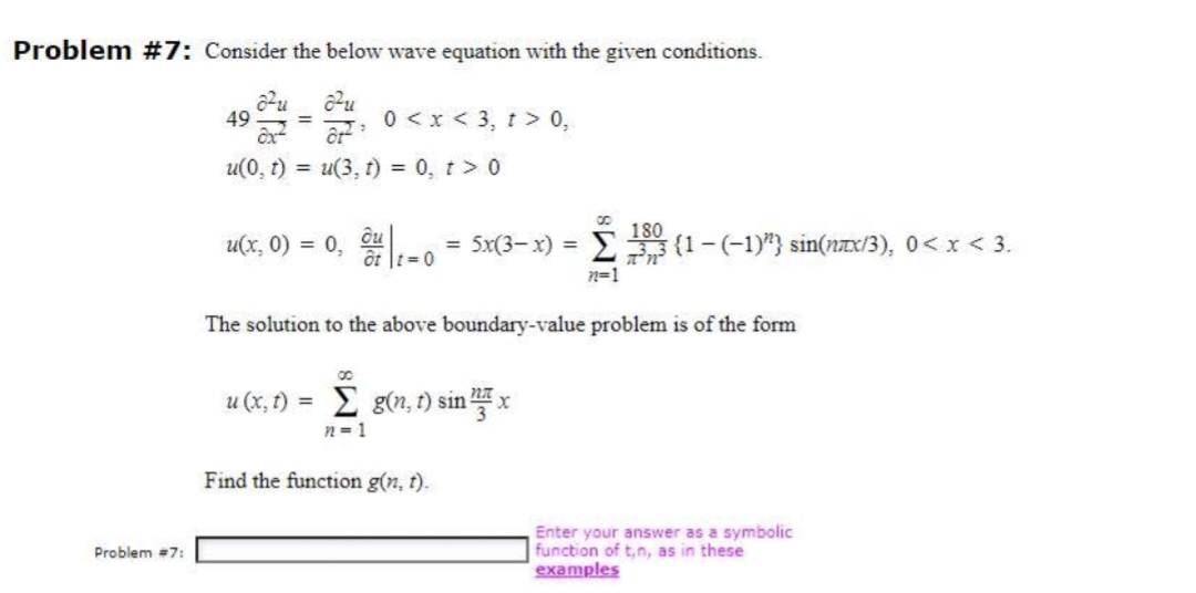 Solved blem \#7: Consider the below wave equation with the | Chegg.com