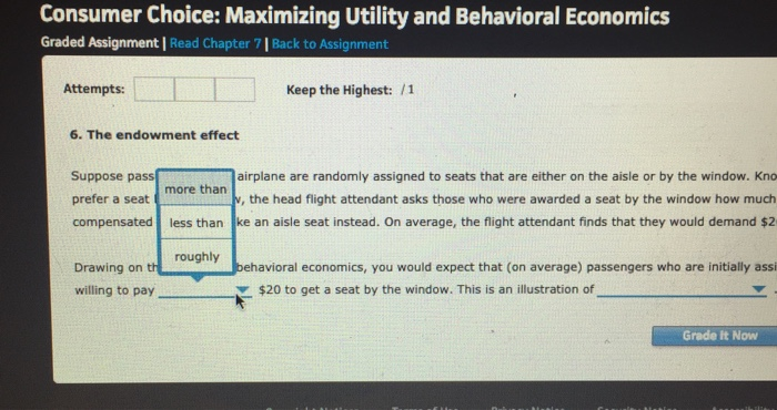 Solved Consumer Choice: Maximizing Utility and Behavioral | Chegg.com