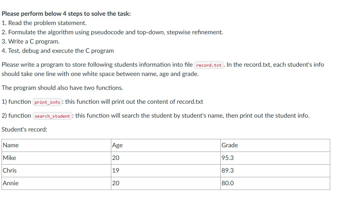 Solved Please perform below 4 steps to solve the task: 1. | Chegg.com