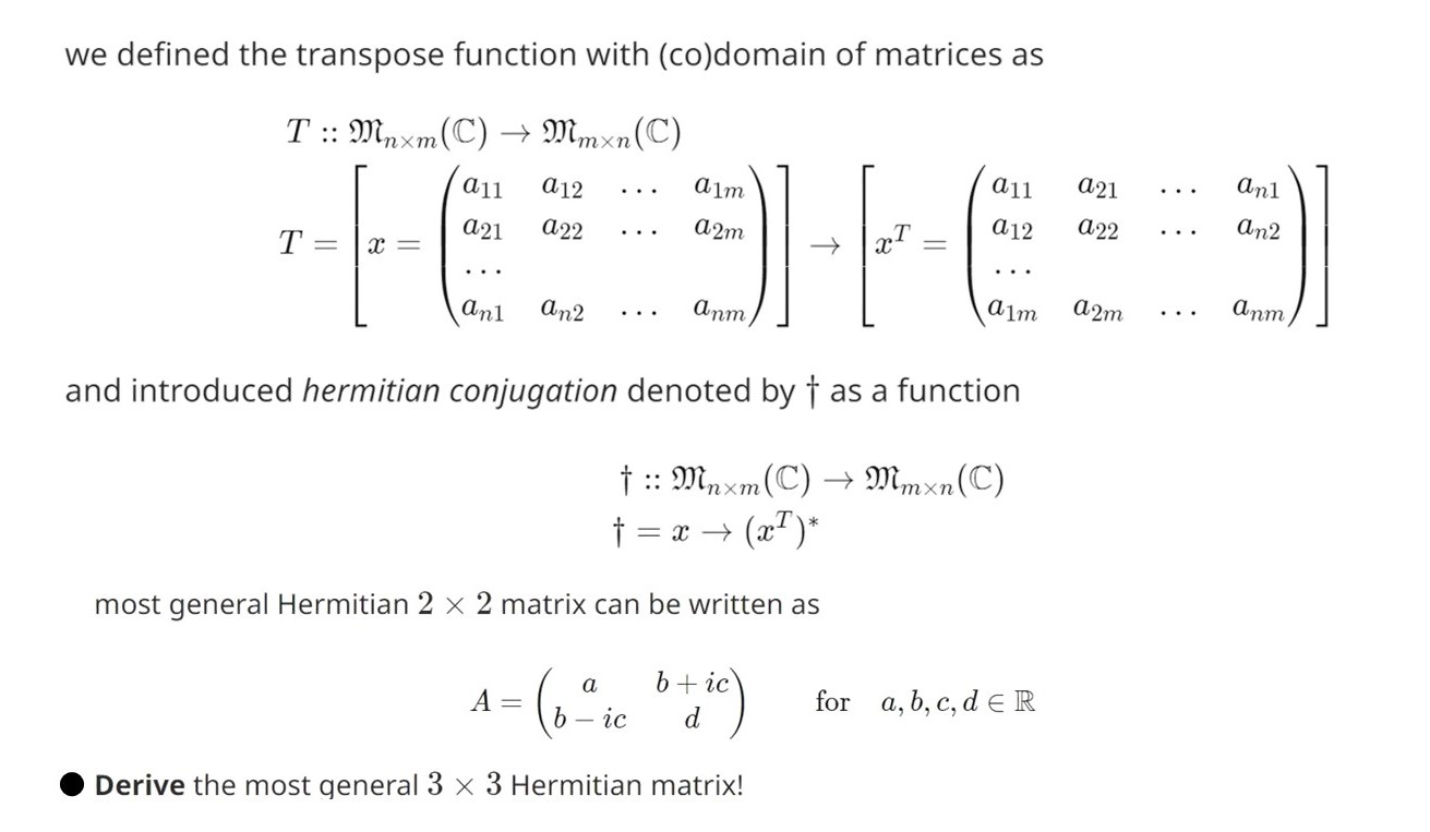 Solved we defined the transpose function with (co)domain of | Chegg.com
