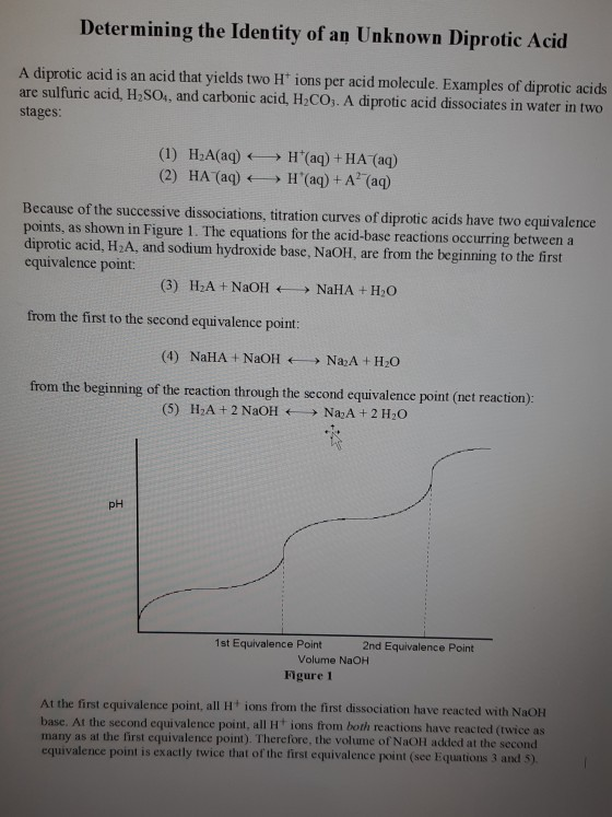 Solved Determining the Identity of an Unknown Diprotic Acid | Chegg.com