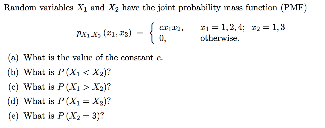 Solved Random variables X1 and X2 have the joint probability | Chegg.com