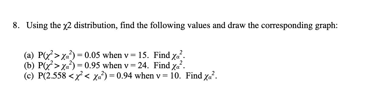 Solved 8. Using the x2 distribution, find the following | Chegg.com