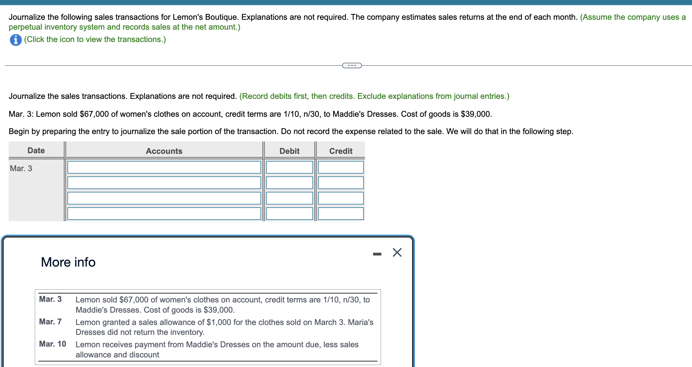 Solved Journalize the following sales transactions for | Chegg.com