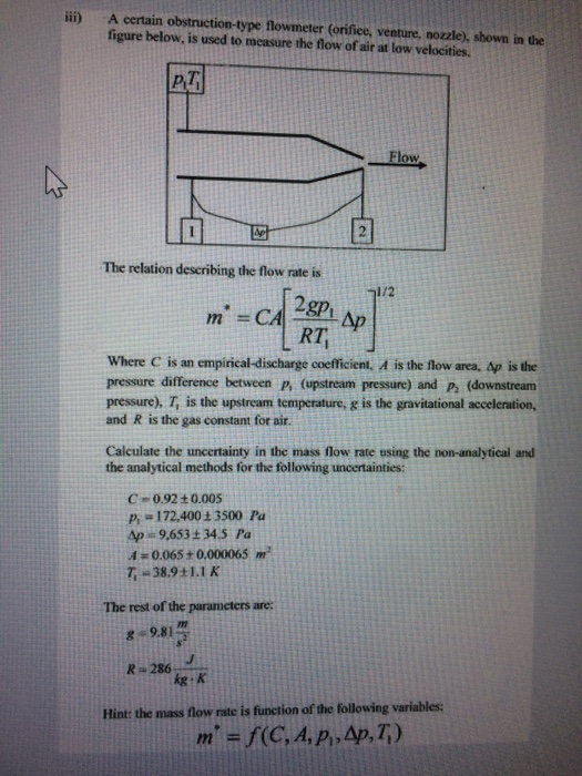 Solved ii) A certain obstruction-type flowmeter (orifice, | Chegg.com