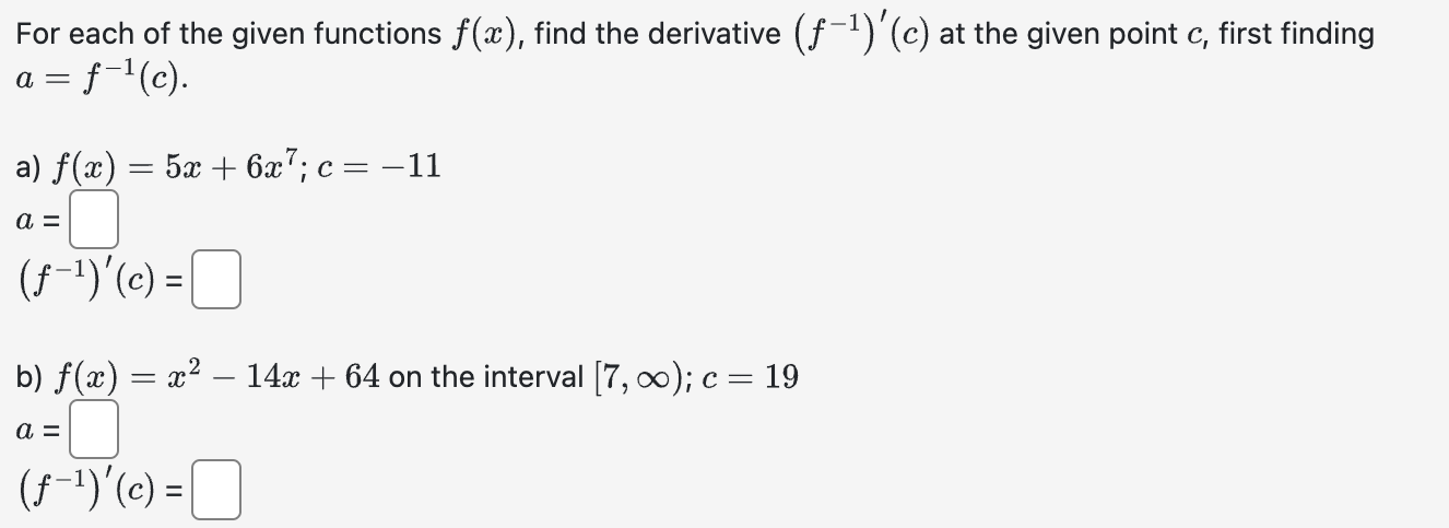 Solved For each of the given functions f(x), find the | Chegg.com