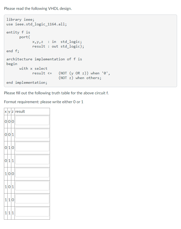Solved Please read the following VHDL design. library ieee; | Chegg.com