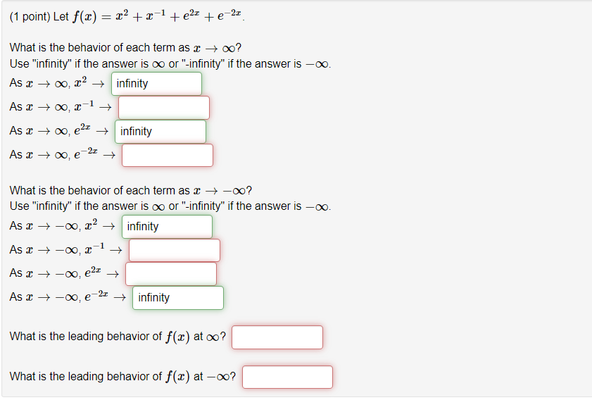 Solved (1 point) Let f(x)=x2+x−1+e2x+e−2x. What is the | Chegg.com