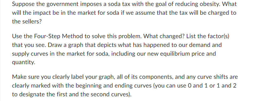 Suppose the government imposes a soda tax with the | Chegg.com