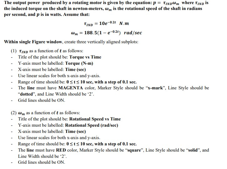 Solved The output power produced by a rotating motor is | Chegg.com